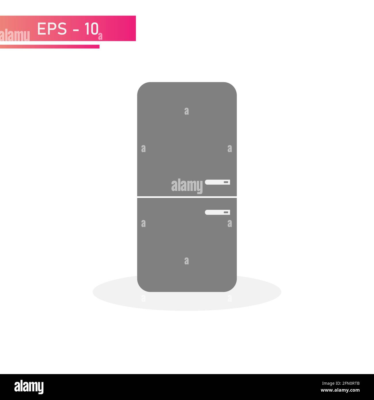 Retro refrigerator with handles and two sections. Solid design. On a ...