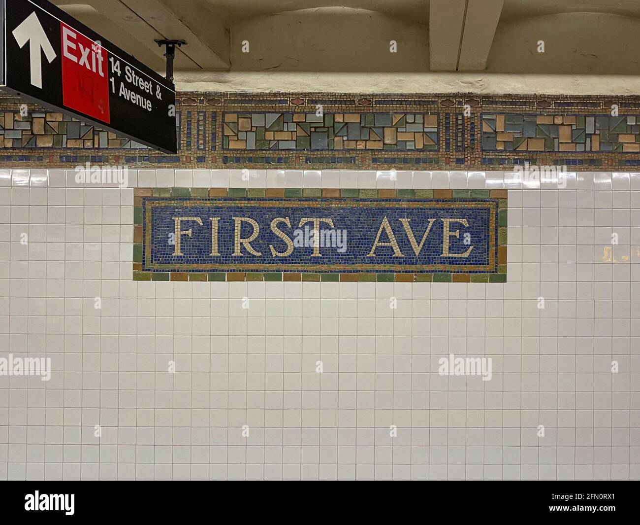Brooklyn, New York - Apr 24, 2021: First Avenue Subway Station sign ...