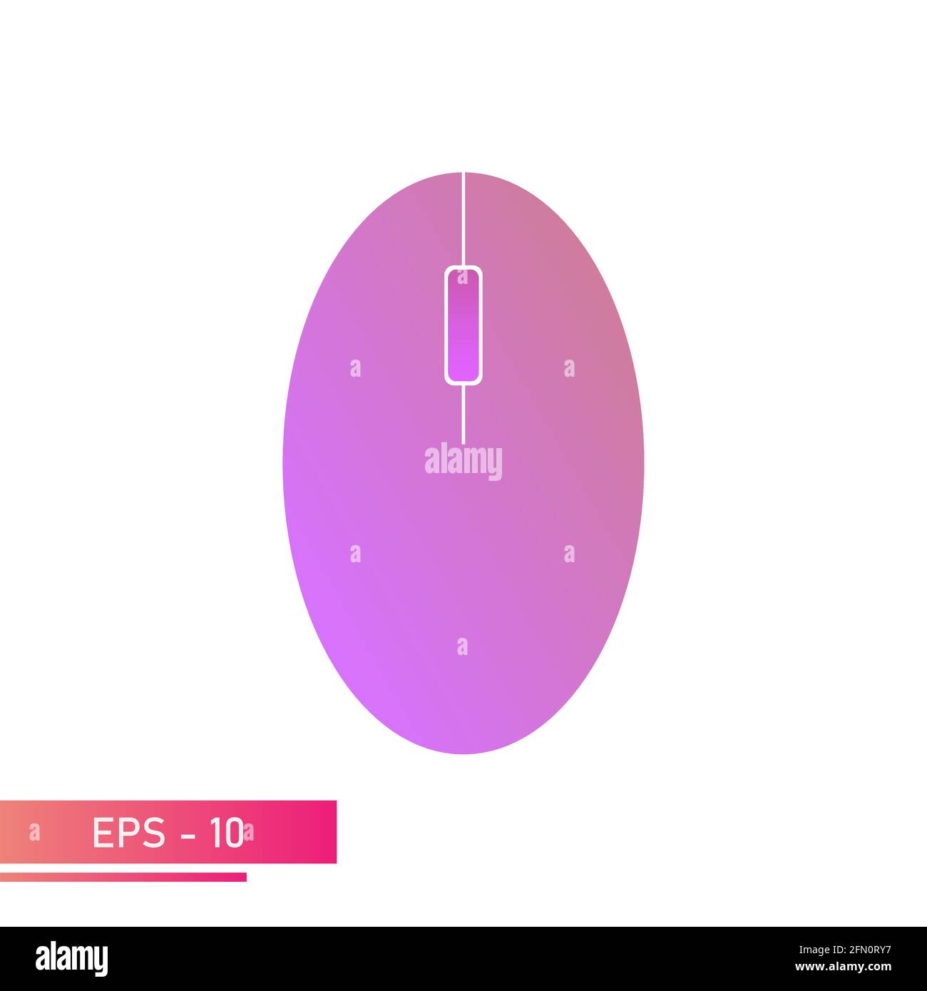 Computer mouse, oval shape with a wheel in pink gradients. On a white ...