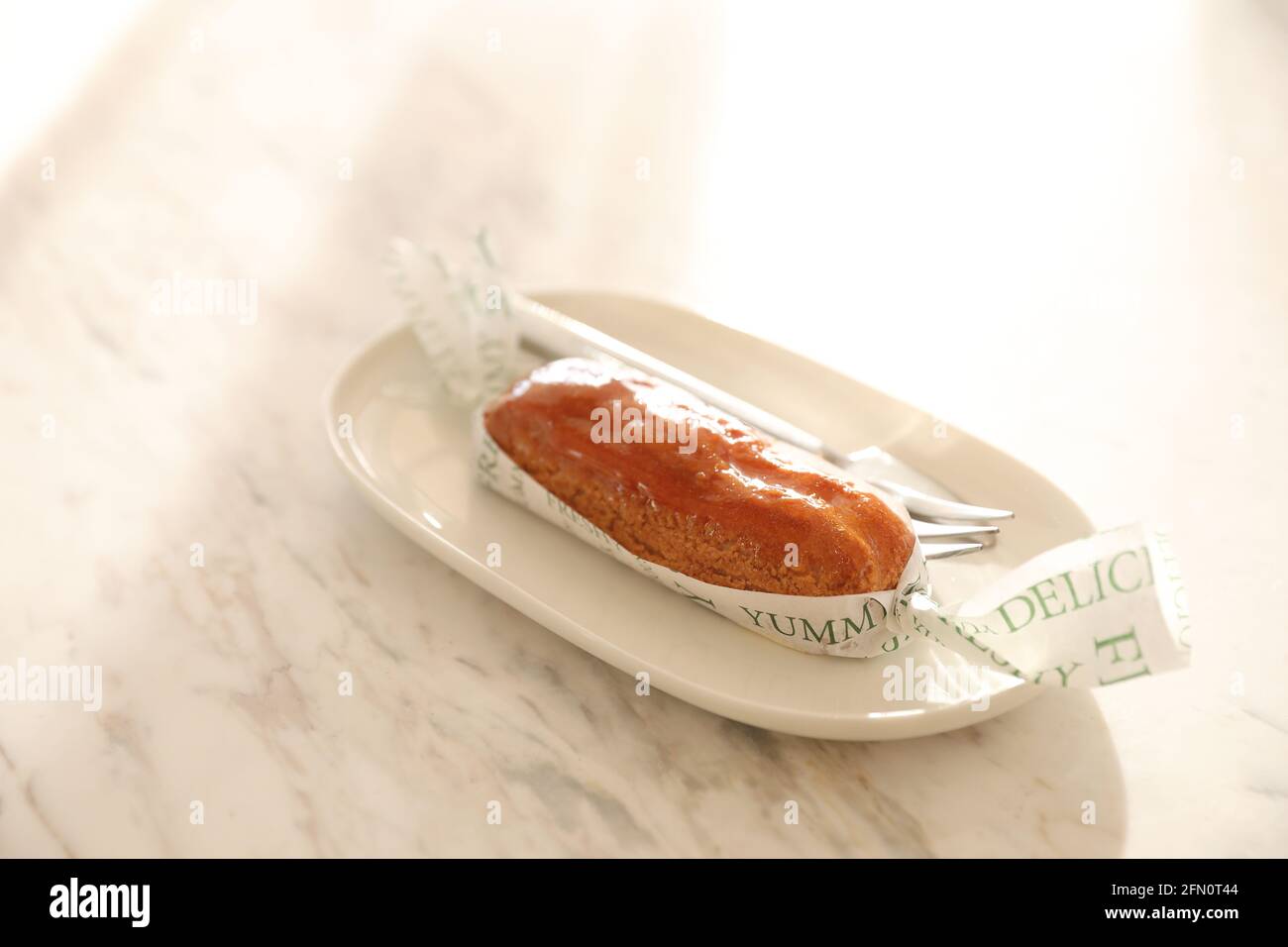 croquant choux cream japanese dessert in coffee shop background Stock ...