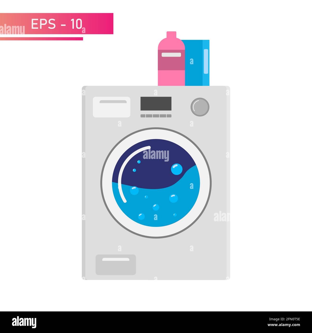 Washing machine, modern technology, during operation. Realistic design ...