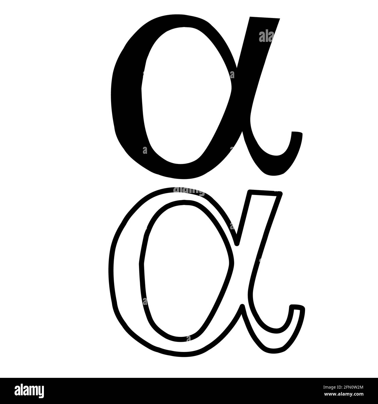 black outline on white background. alpha sign. flat style Stock Photo ...