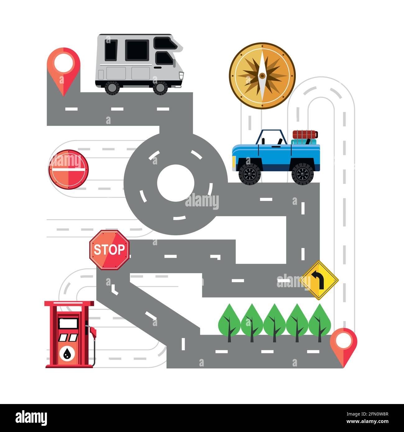 road trip map sign Stock Vector Image & Art - Alamy