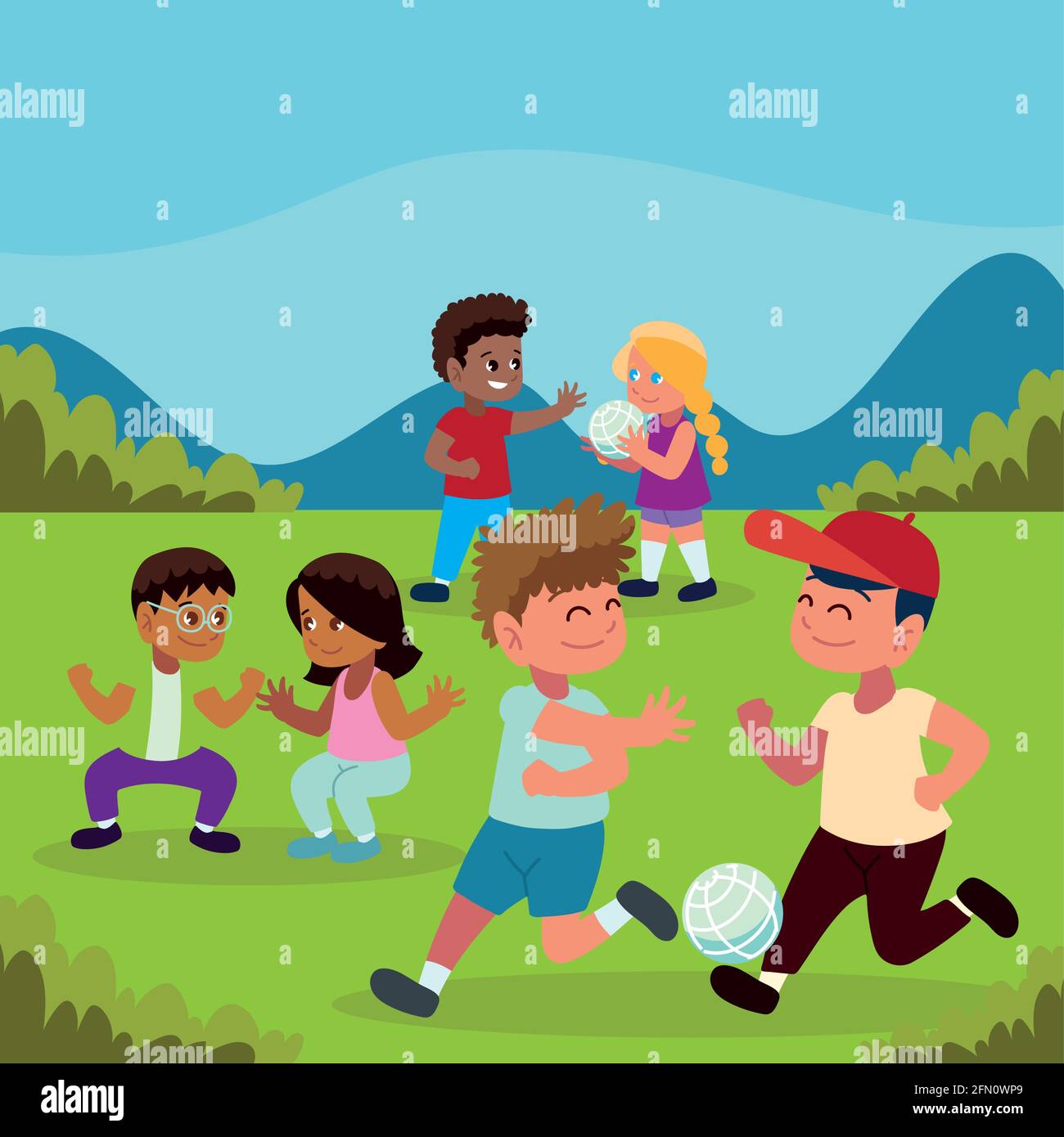 Kids playing together on playground Stock Vector Images - Alamy