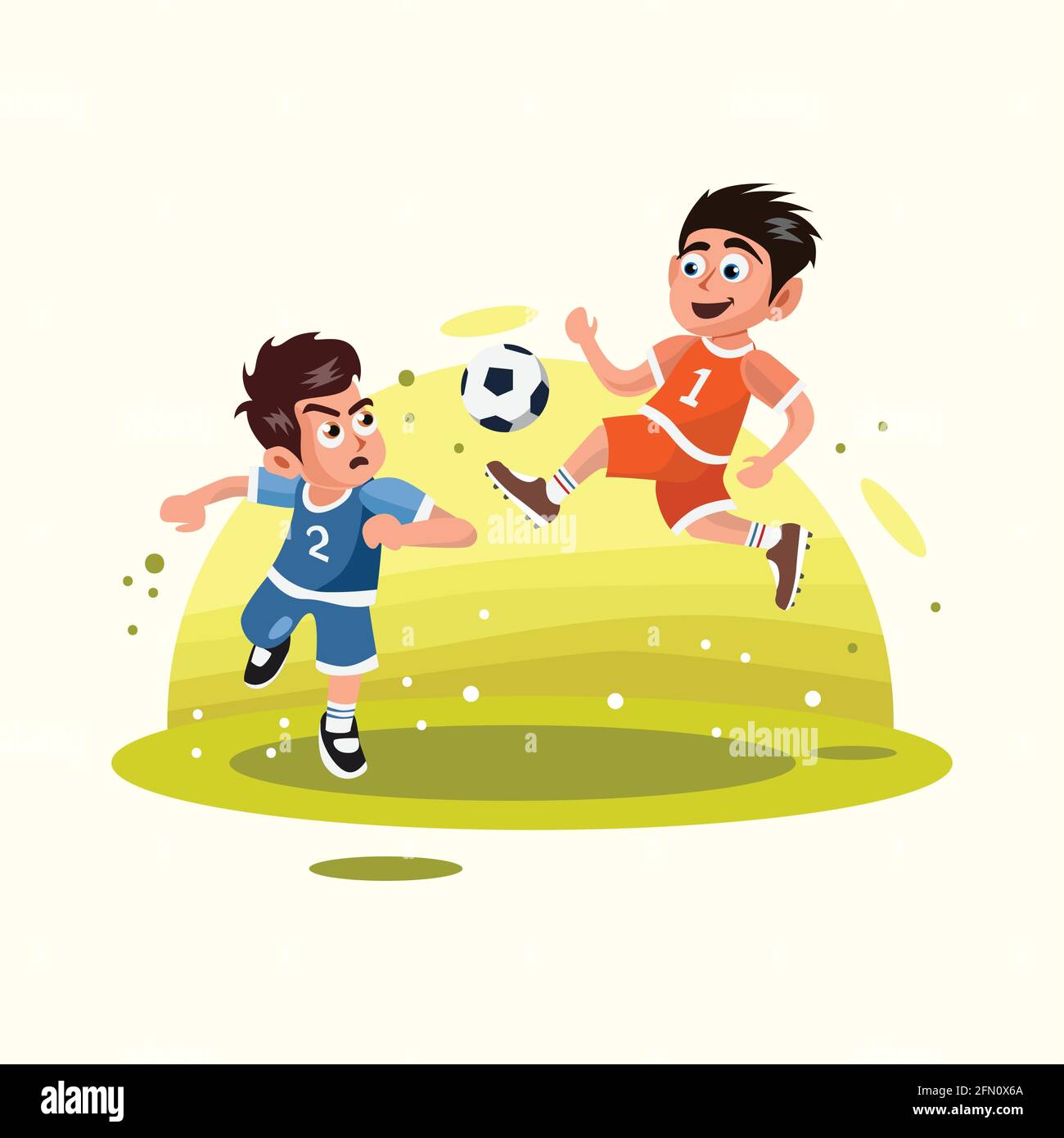 Two young kids playing football Stock Vector Images - Alamy