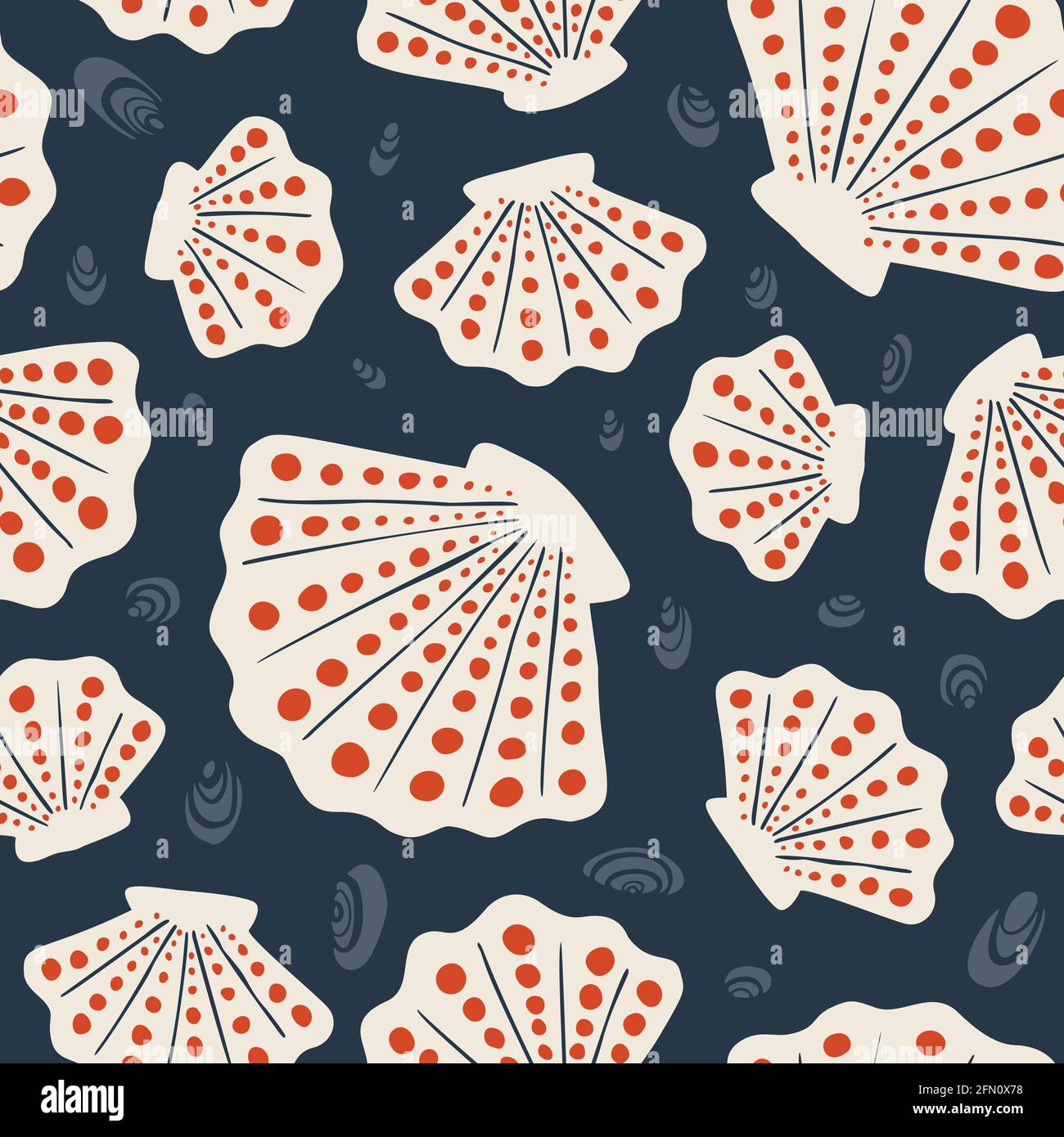 Hand-Drawn Sea Shells, Fossils, Pebbles Abstract Vector Seamless ...