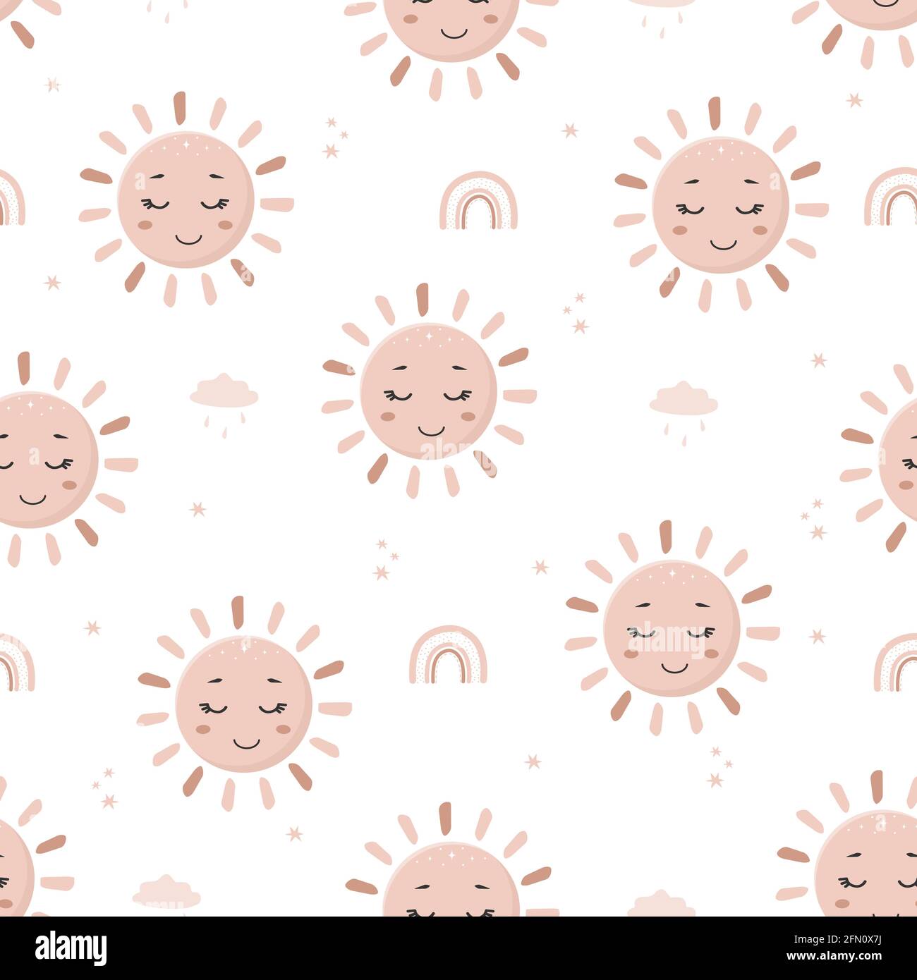 Seamless pattern with cute boho sun. Contemporary design for wallpaper ...