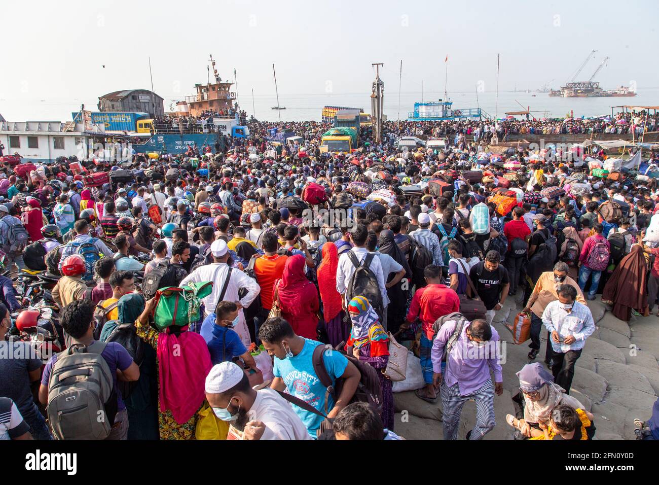 Thousands of people in Bangladesh are waiting to board the Shah Paran ...
