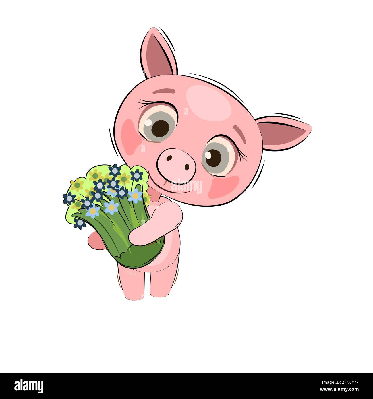 Little piglet cub. Pig Isolated object on white background. Cheerful ...