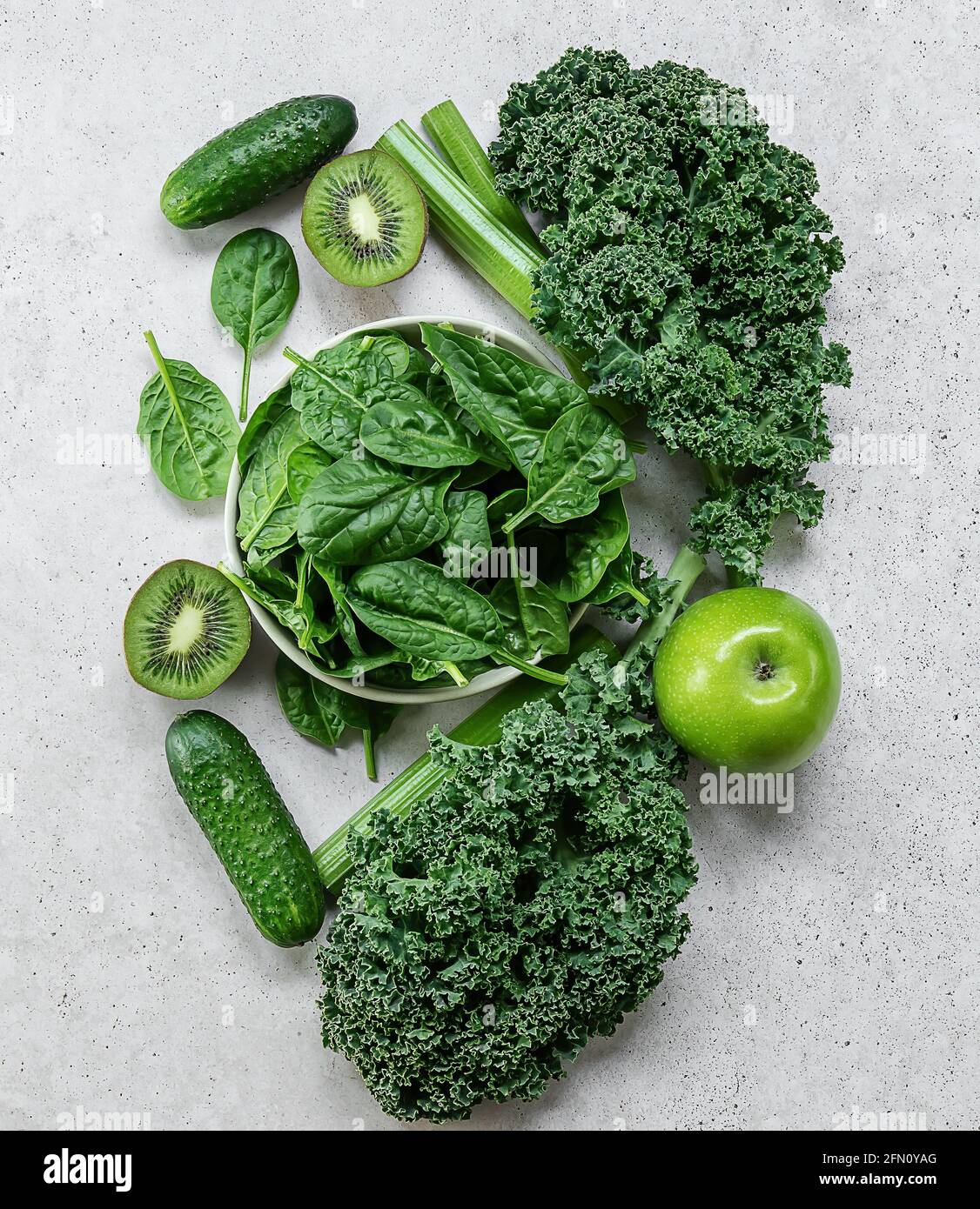 Healthy green smoothie or salad ingredients - superfoods, detox ...