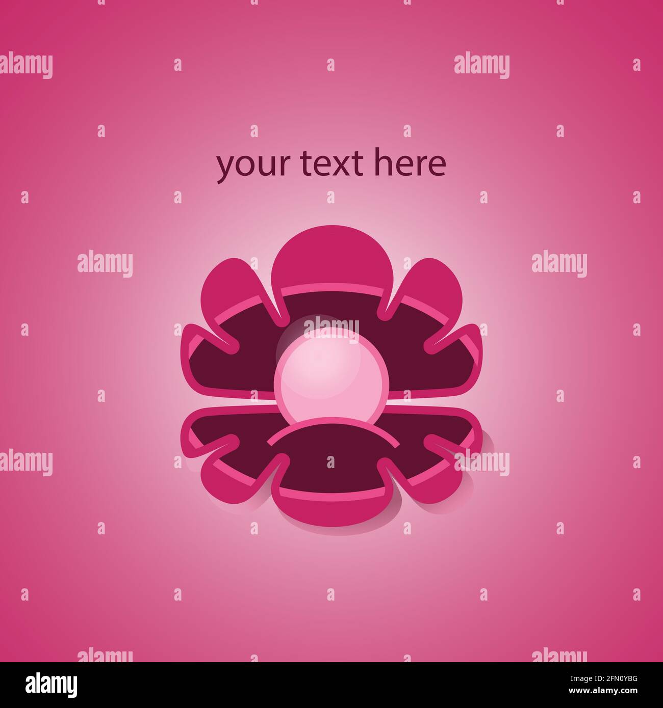 Pink pearl in shell on pink background. Flat style, badge, logo. Vector ...