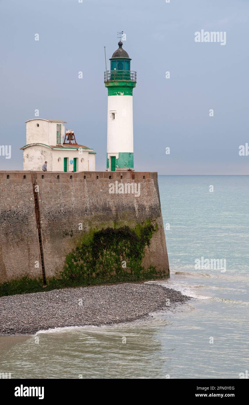 Le Treport lighthouse and jetty, Seine-Maritime (76), Normandy, France ...