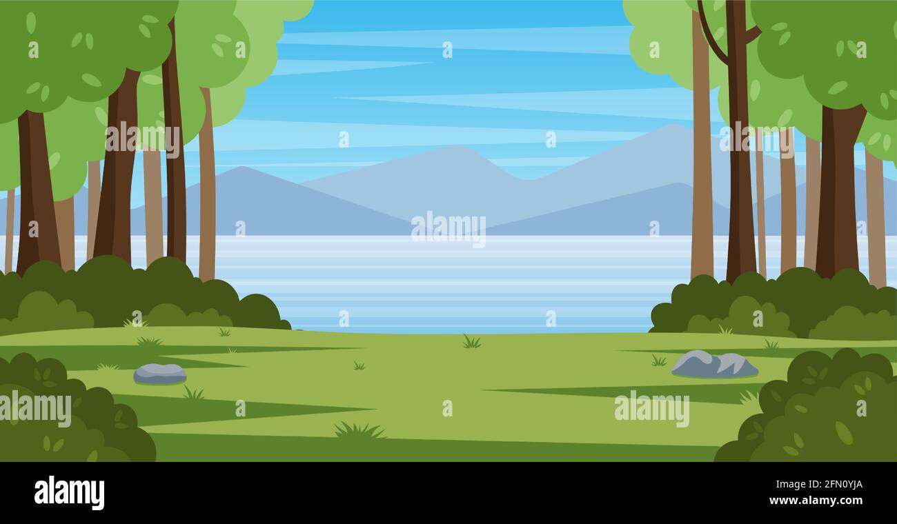 Stunning landscape river lake Stock Vector Images - Alamy