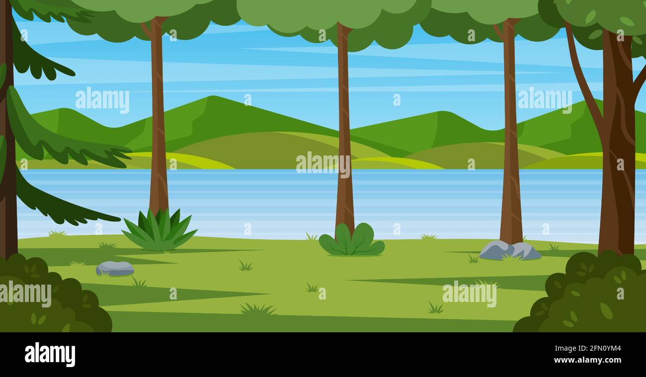 Beautiful alpine summer landscape lake Stock Vector Images - Alamy