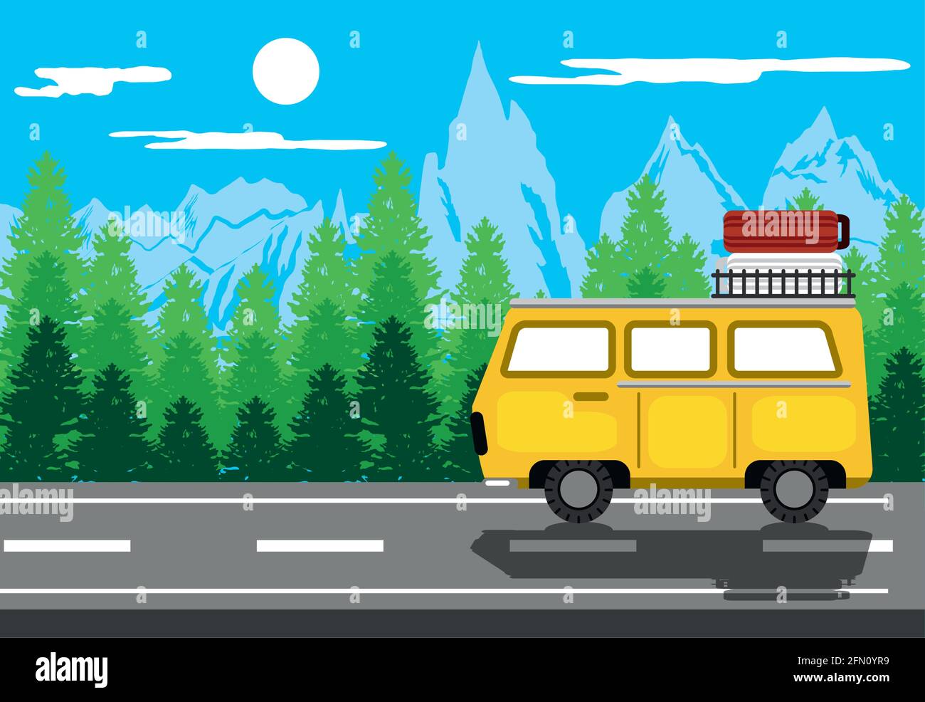 retro van landscape Stock Vector Image & Art - Alamy