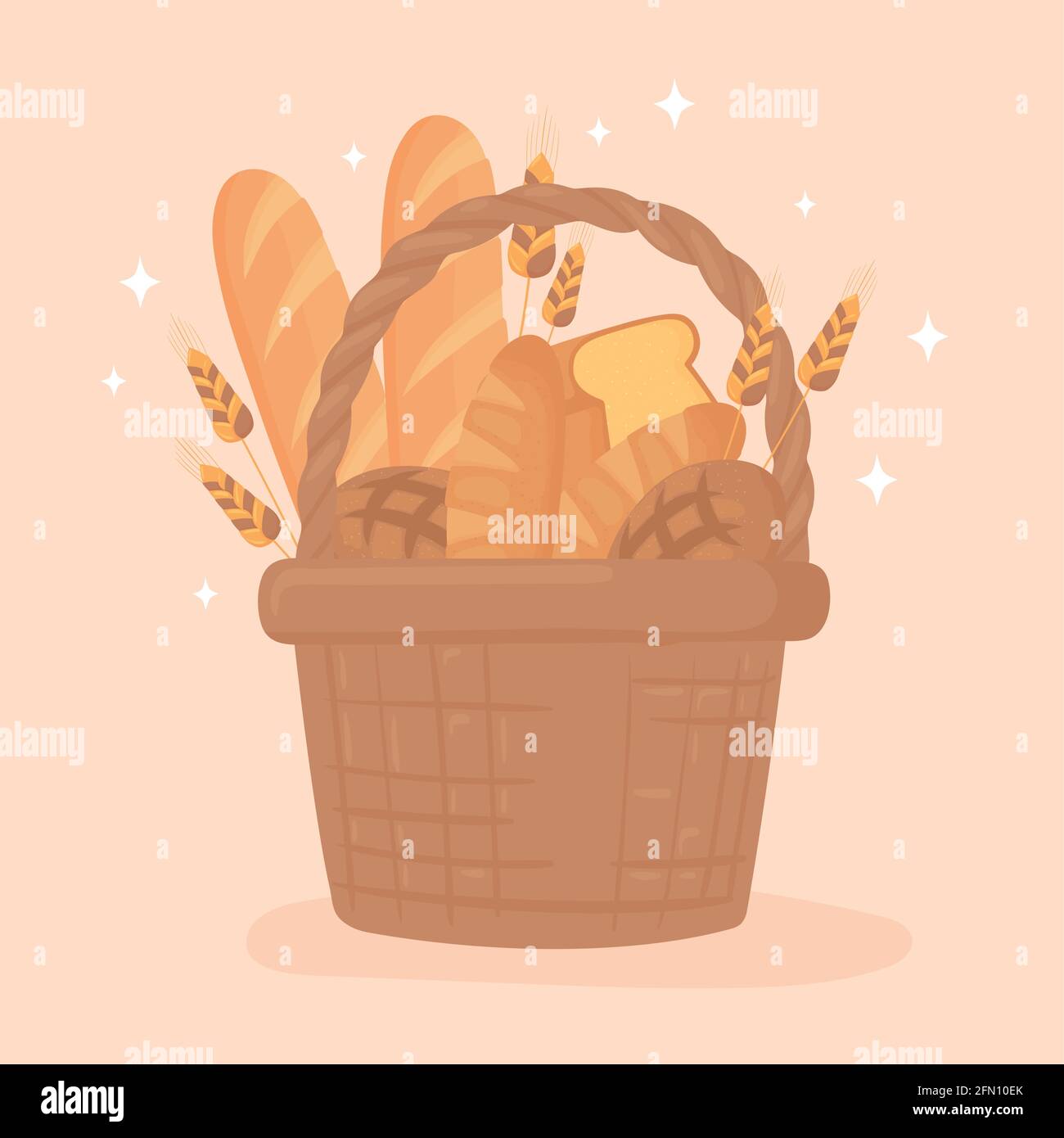 basket full of bread Stock Vector Image & Art - Alamy