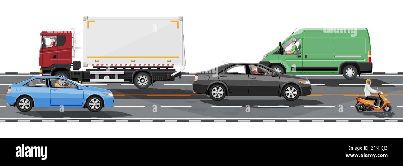 Collection of various vehicles. Side view road Stock Vector Image & Art ...