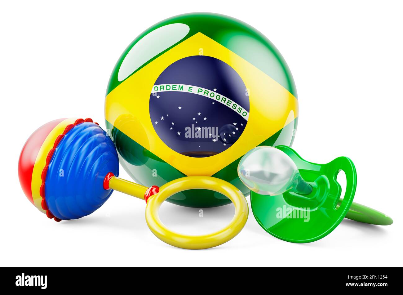 Birth rate and parenting in Brazil concept. Baby pacifier and baby ...