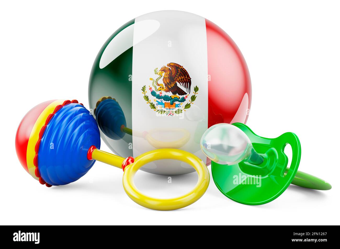 Birth rate and parenting in Mexico concept. Baby pacifier and baby ...