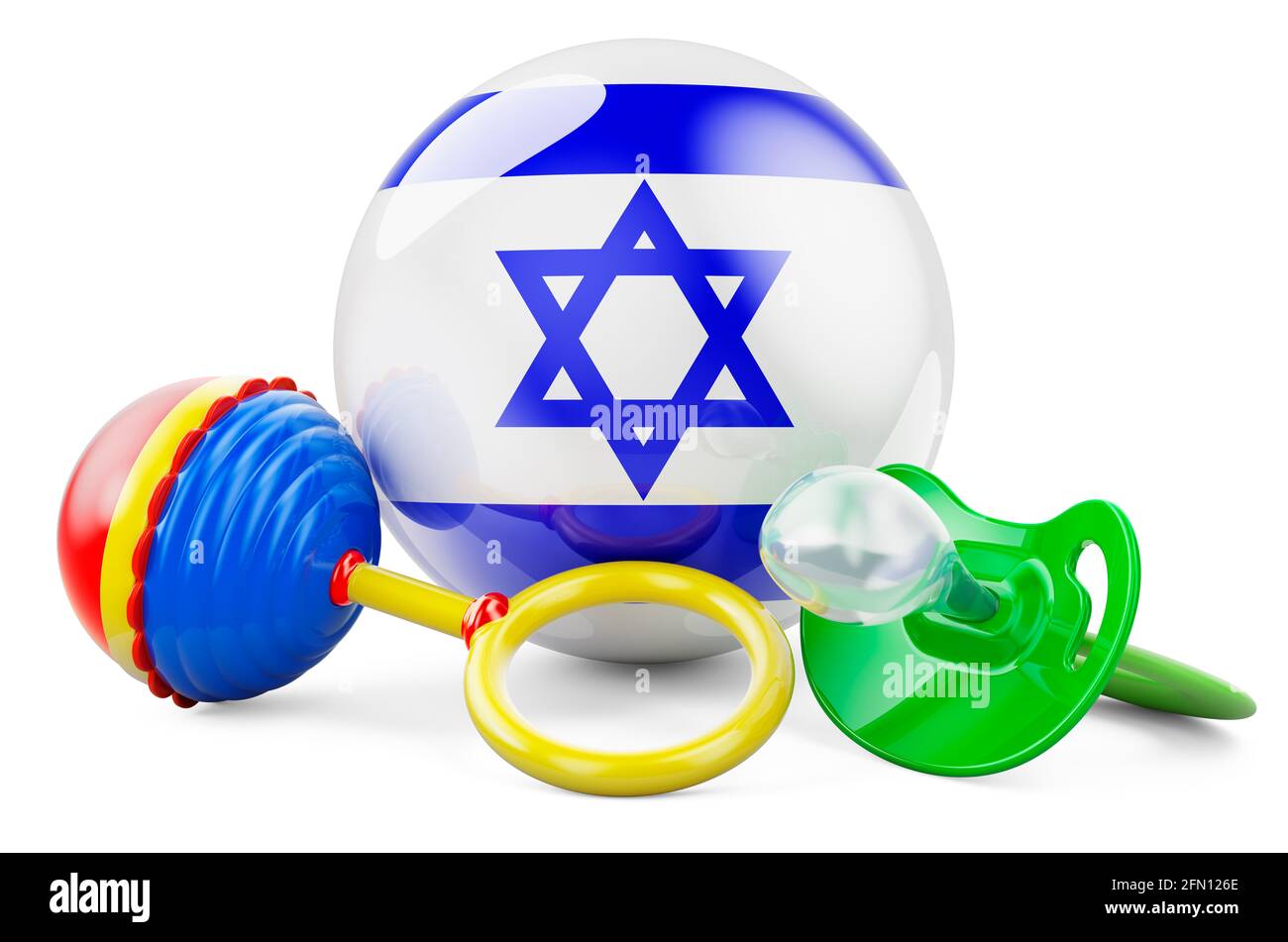 Birth rate and parenting in Israel concept. Baby pacifier and baby ...
