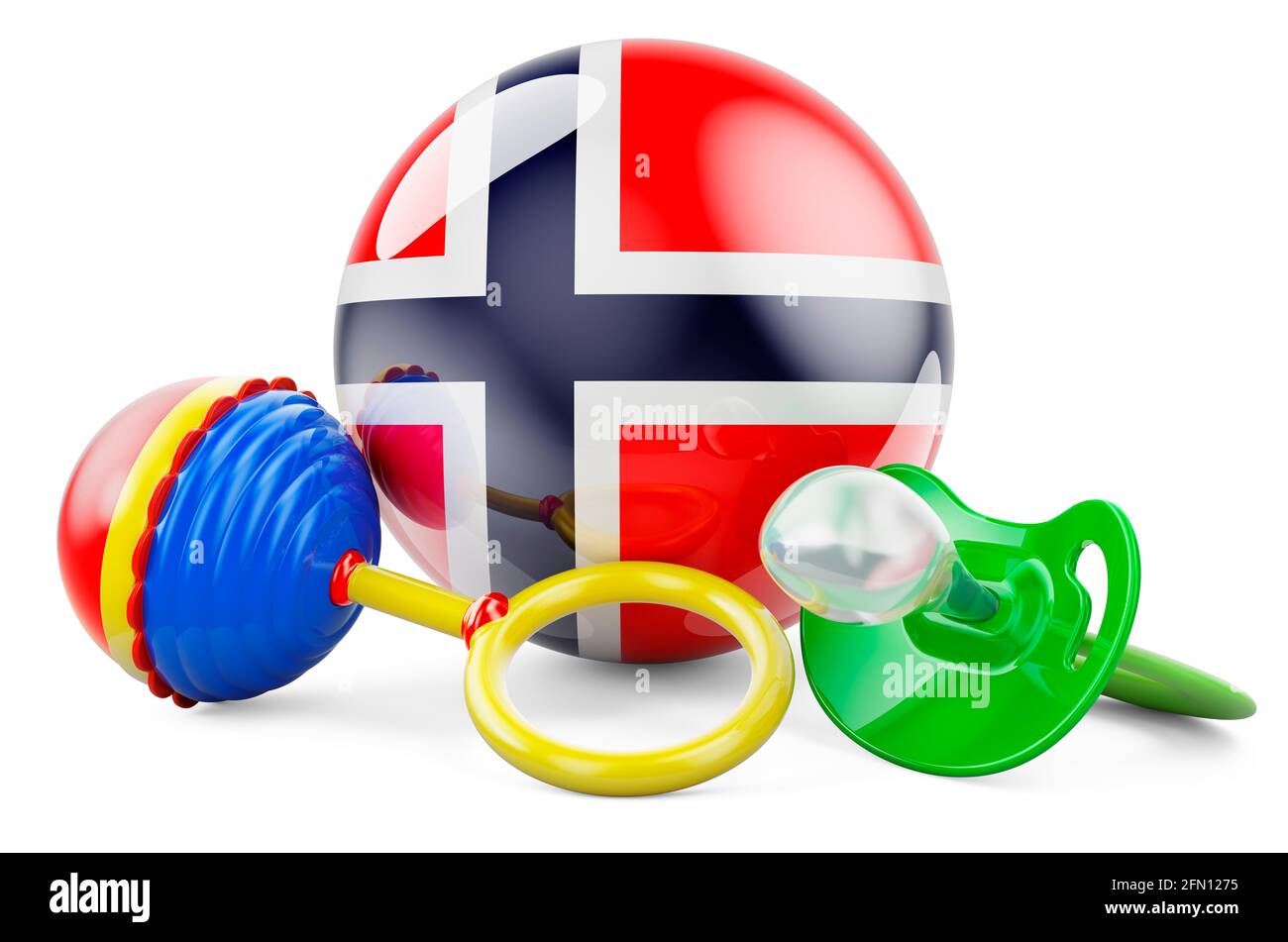 Birth rate and parenting in Norway concept. Baby pacifier and baby ...