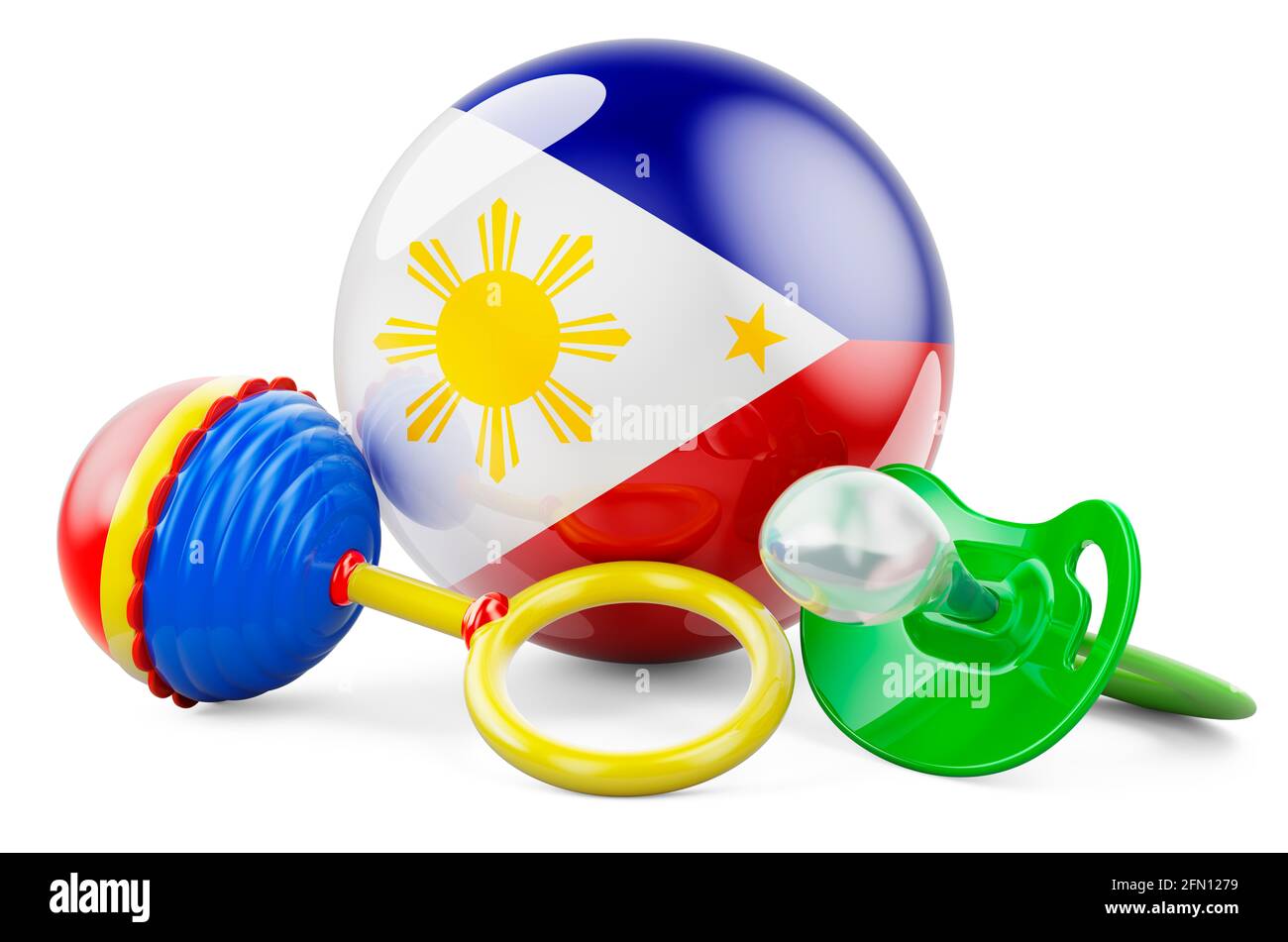 Birth rate and parenting in Philippines concept. Baby pacifier and baby ...