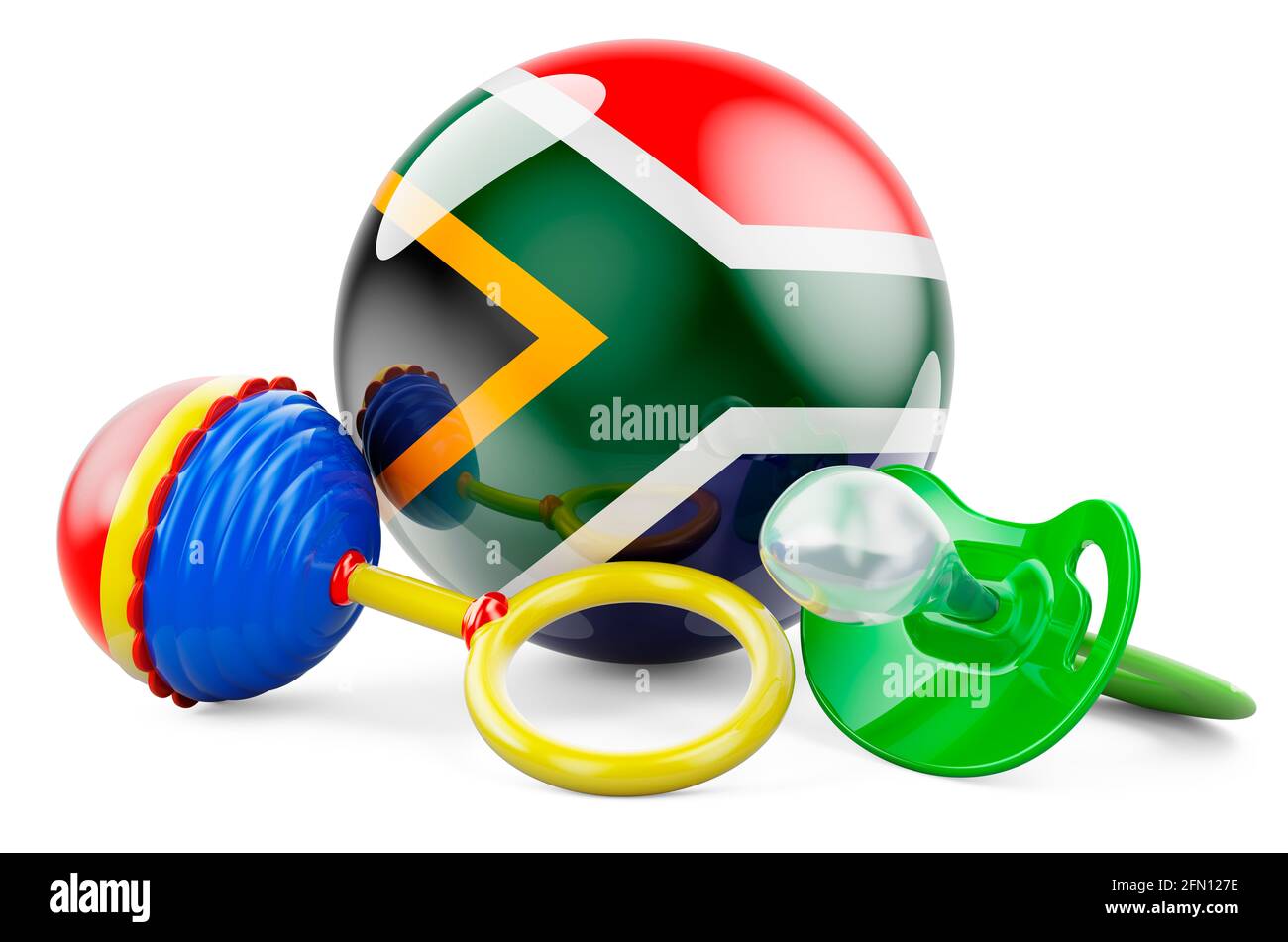 Birth rate and parenting in South Africa concept. Baby pacifier and ...