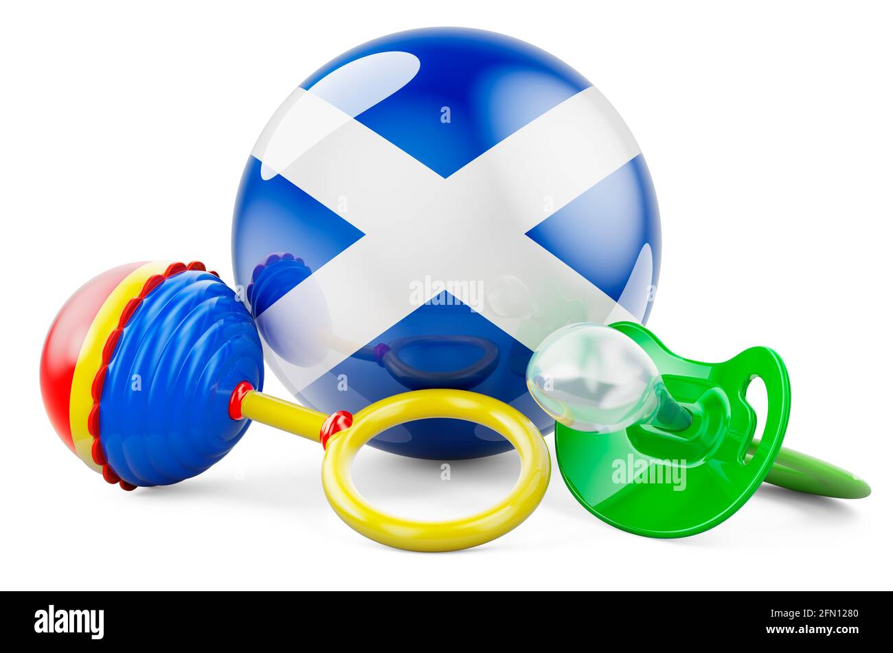 Birth rate and parenting in Scotland concept. Baby pacifier and baby ...