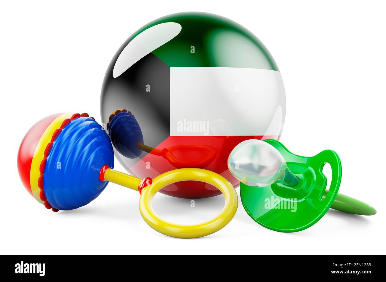 Birth rate and parenting in Kuwait concept. Baby pacifier and baby ...