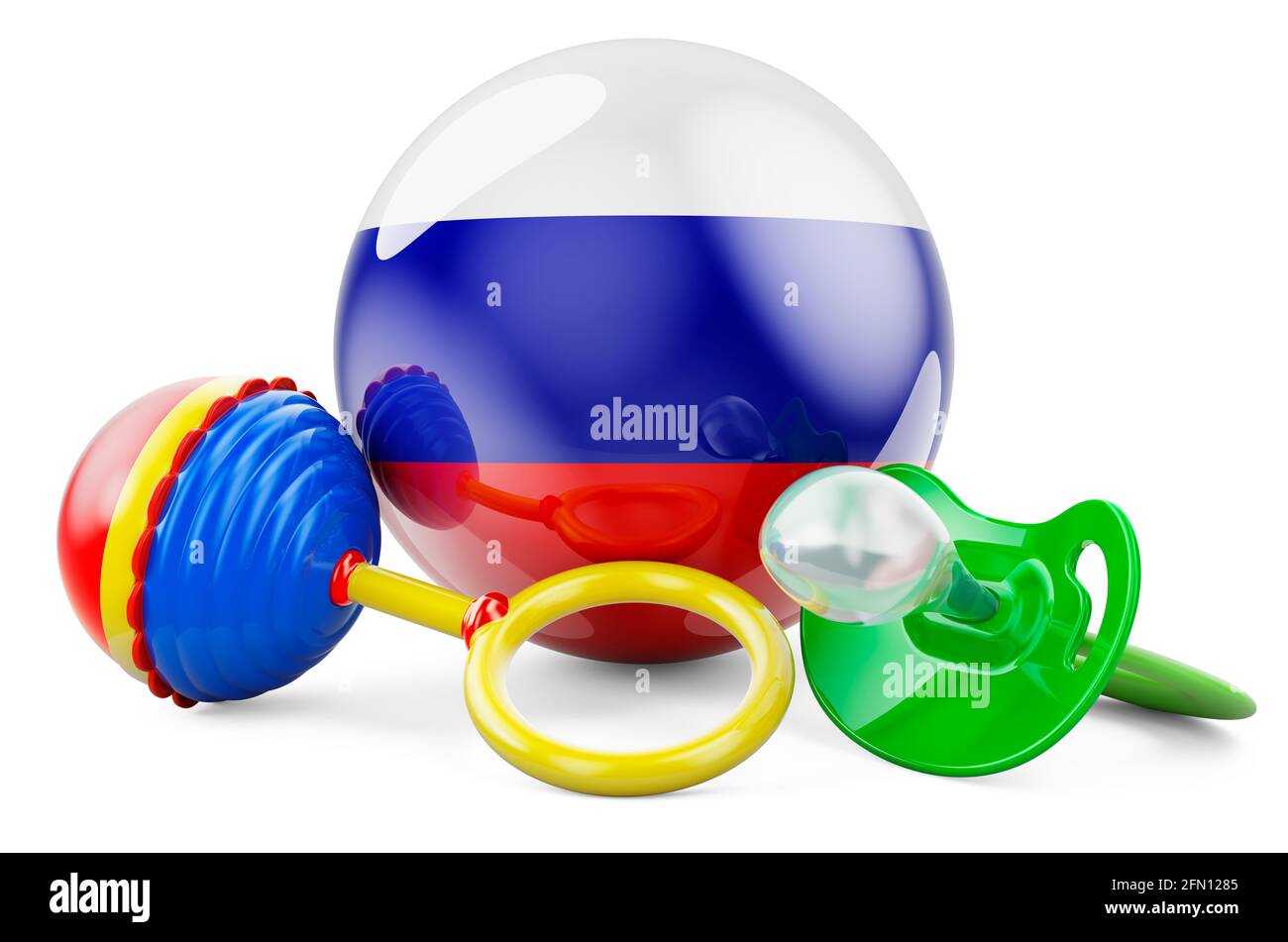 Birth rate and parenting in Russia concept. Baby pacifier and baby ...