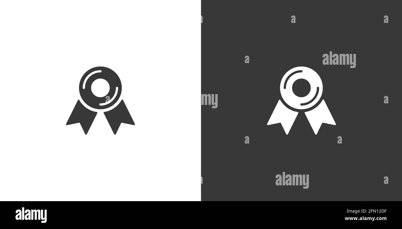 Approved or certified medal. Quality guarantee. Isolated icon on black ...