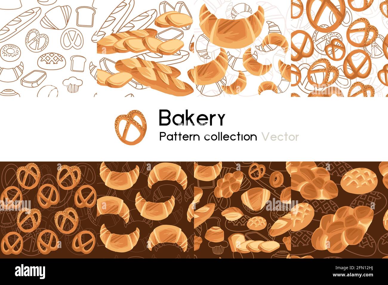 Pattern with seamless patterns collection of bakery products salty and ...