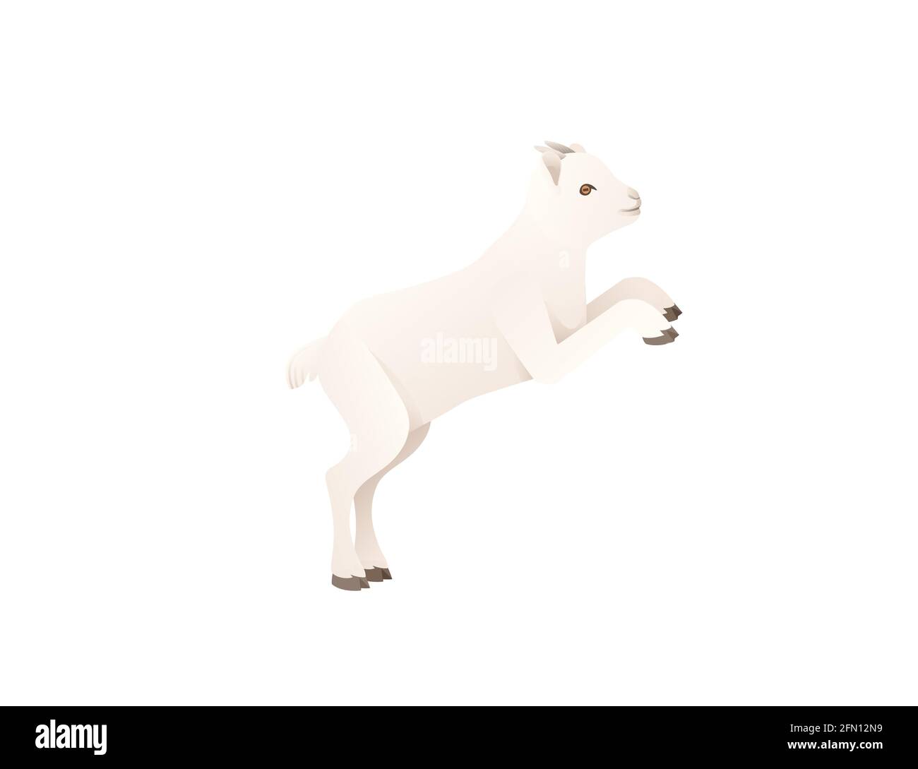 Cute adult white goat jumping farm animal cartoon animal design vector ...