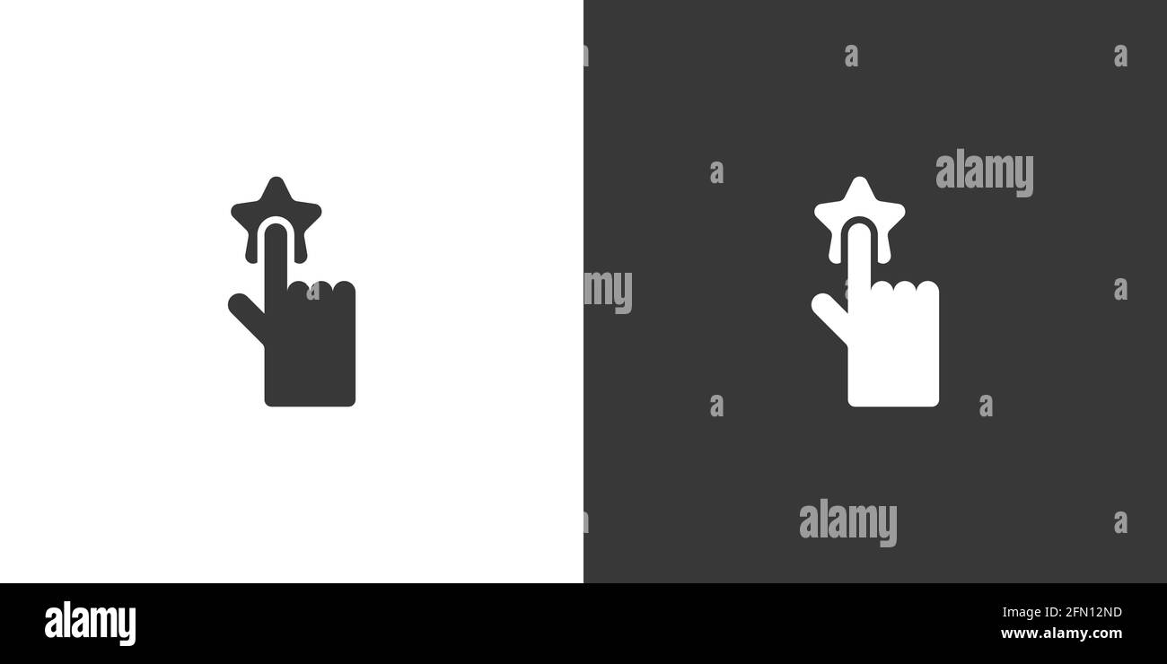 Hand selecting favorite. Rating concept. Finger pressing the star ...
