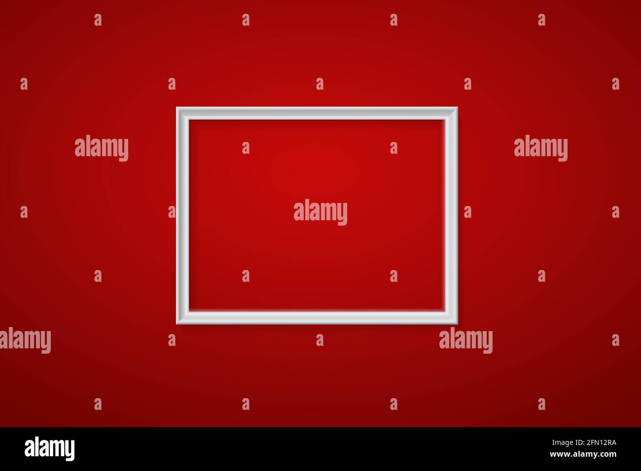 White frame for picture on red background. Border on blank space for ...