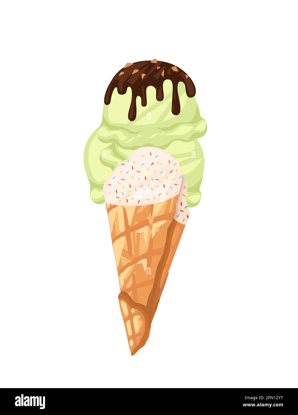 Ice cream cone vector illustration isolated on white background Stock ...