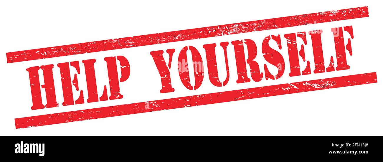 HELP YOURSELF text on red grungy rectangle vintage stamp Stock Photo ...