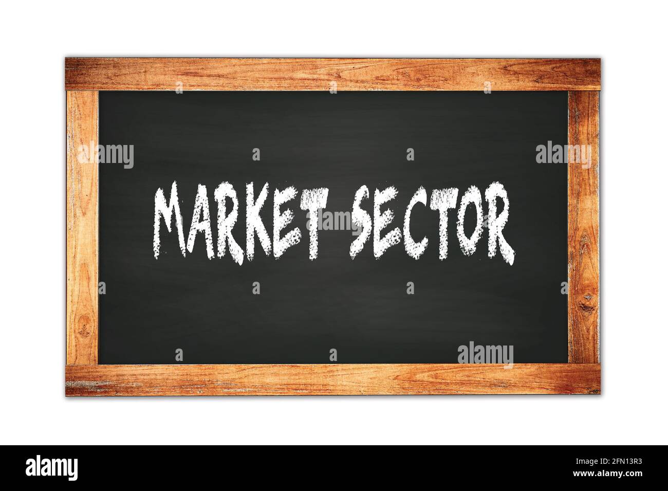 MARKET SECTOR text written on black wooden frame school blackboard ...