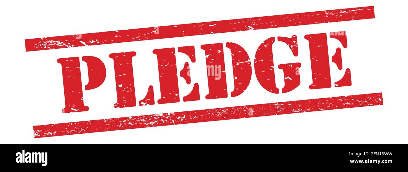 PLEDGE text on red grungy vintage rubber stamp Stock Photo - Alamy