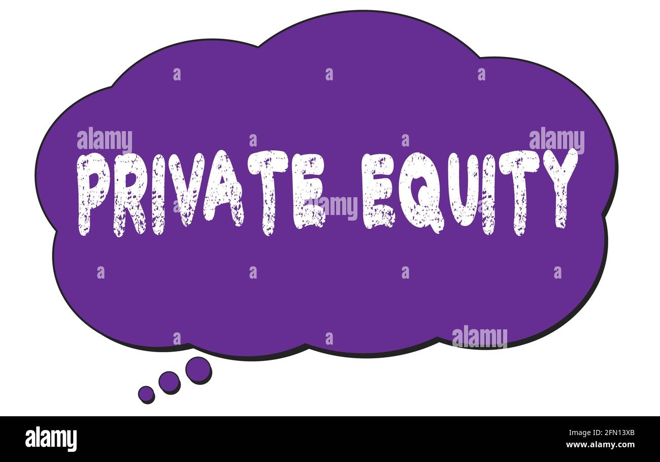 PRIVATE EQUITY text written on a violet thought cloud bubble Stock ...