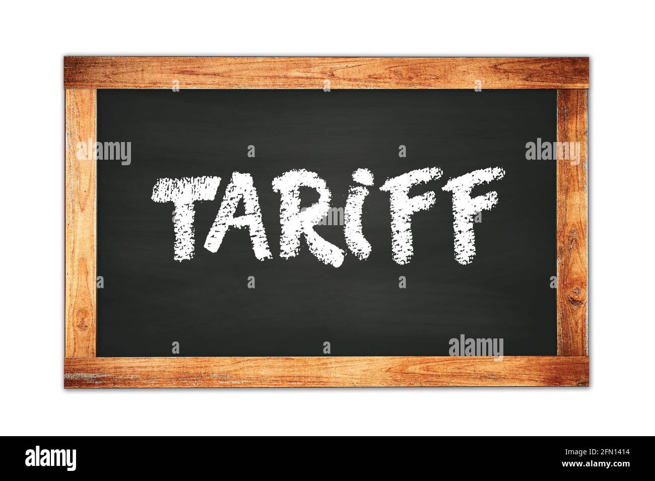 TARIFF text written on black wooden frame school blackboard Stock Photo ...