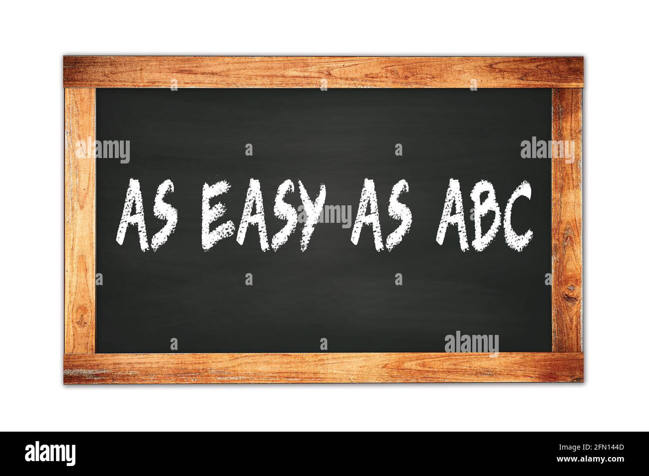 AS EASY AS ABC text written on black wooden frame school blackboard ...
