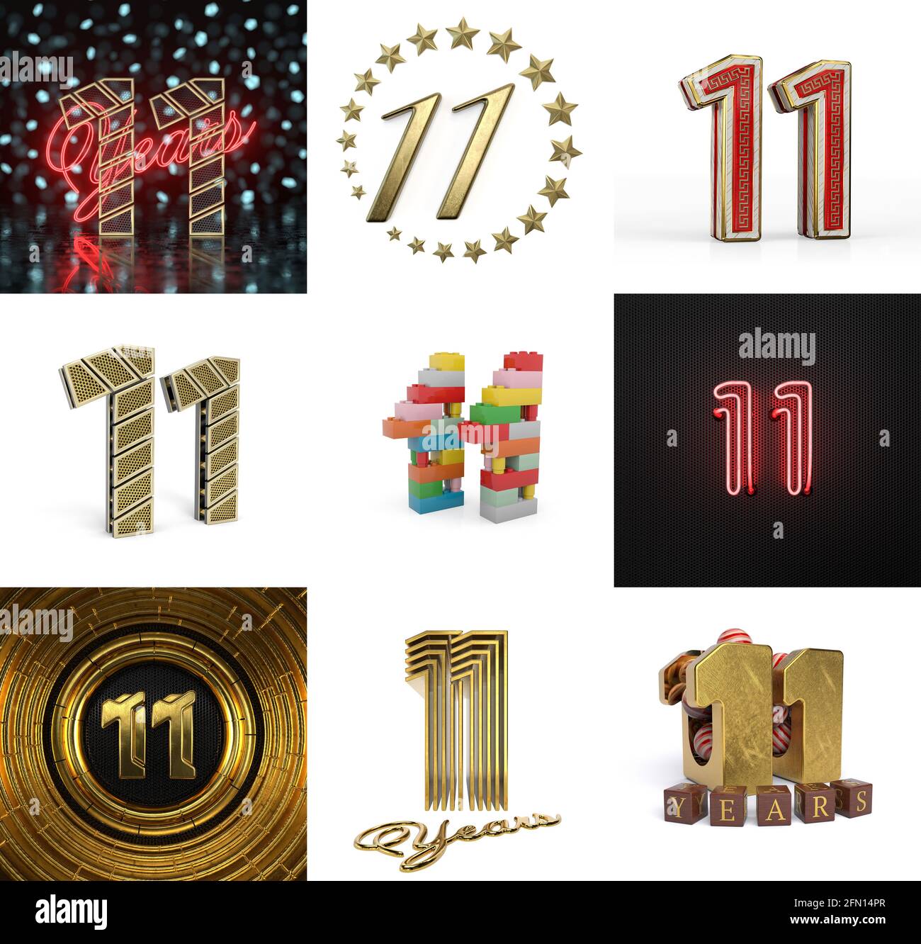 Set of eleven year birthday. Number 11 graphic design element ...