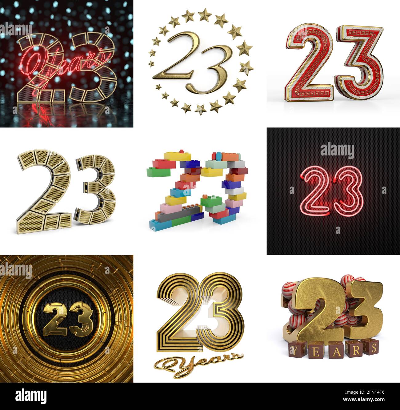 Set of twenty-three year birthday. Number 23 graphic design element ...