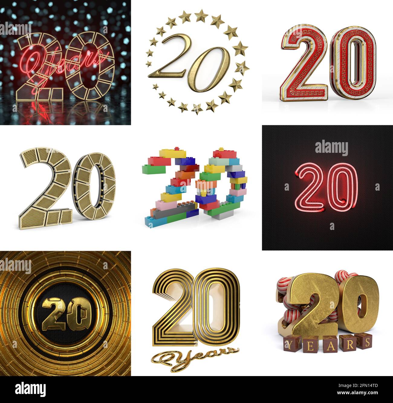 Set of twenty year birthday. Number 20 graphic design element ...