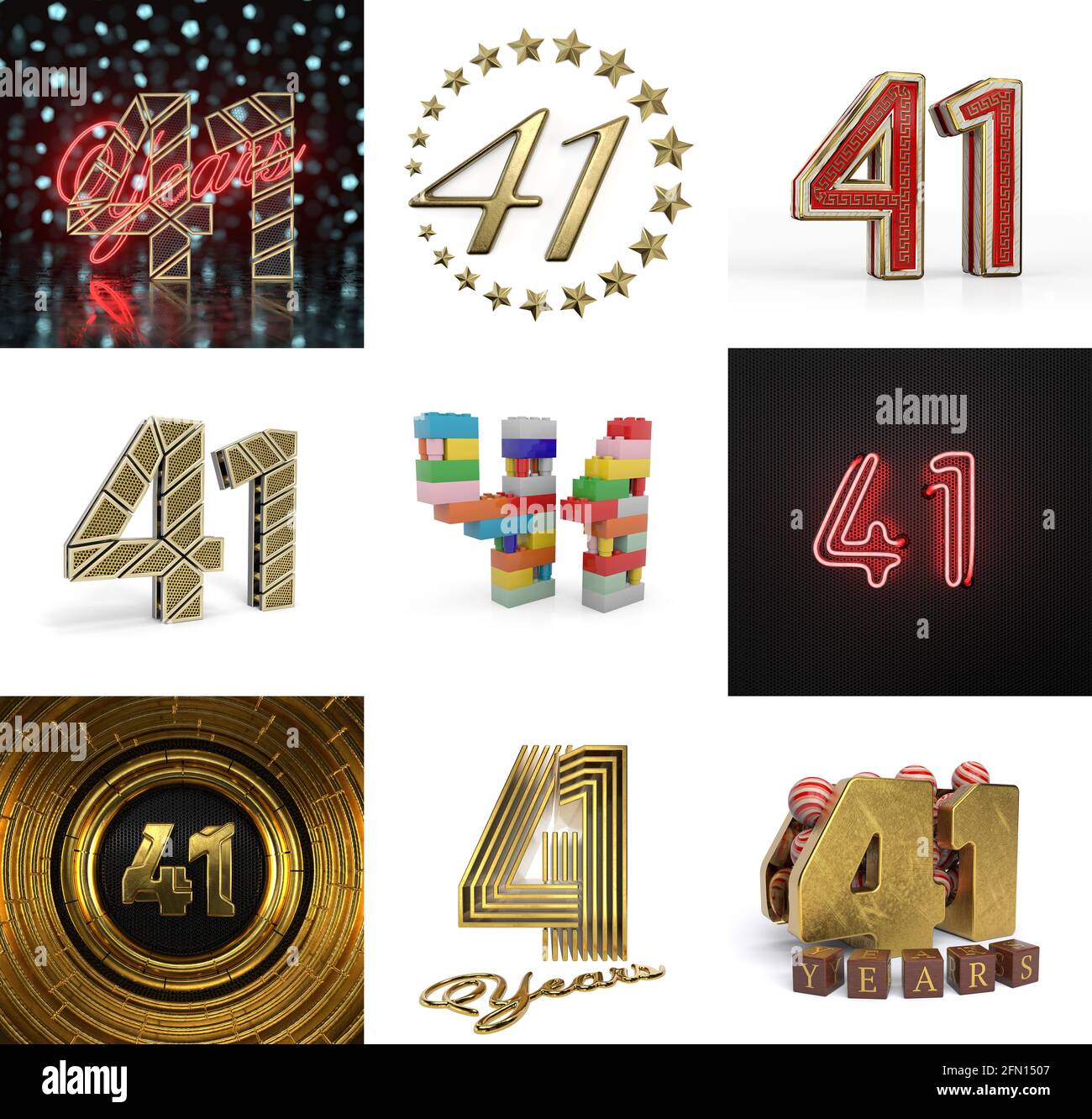 Set of forty-one year birthday. Number 41 graphic design element ...
