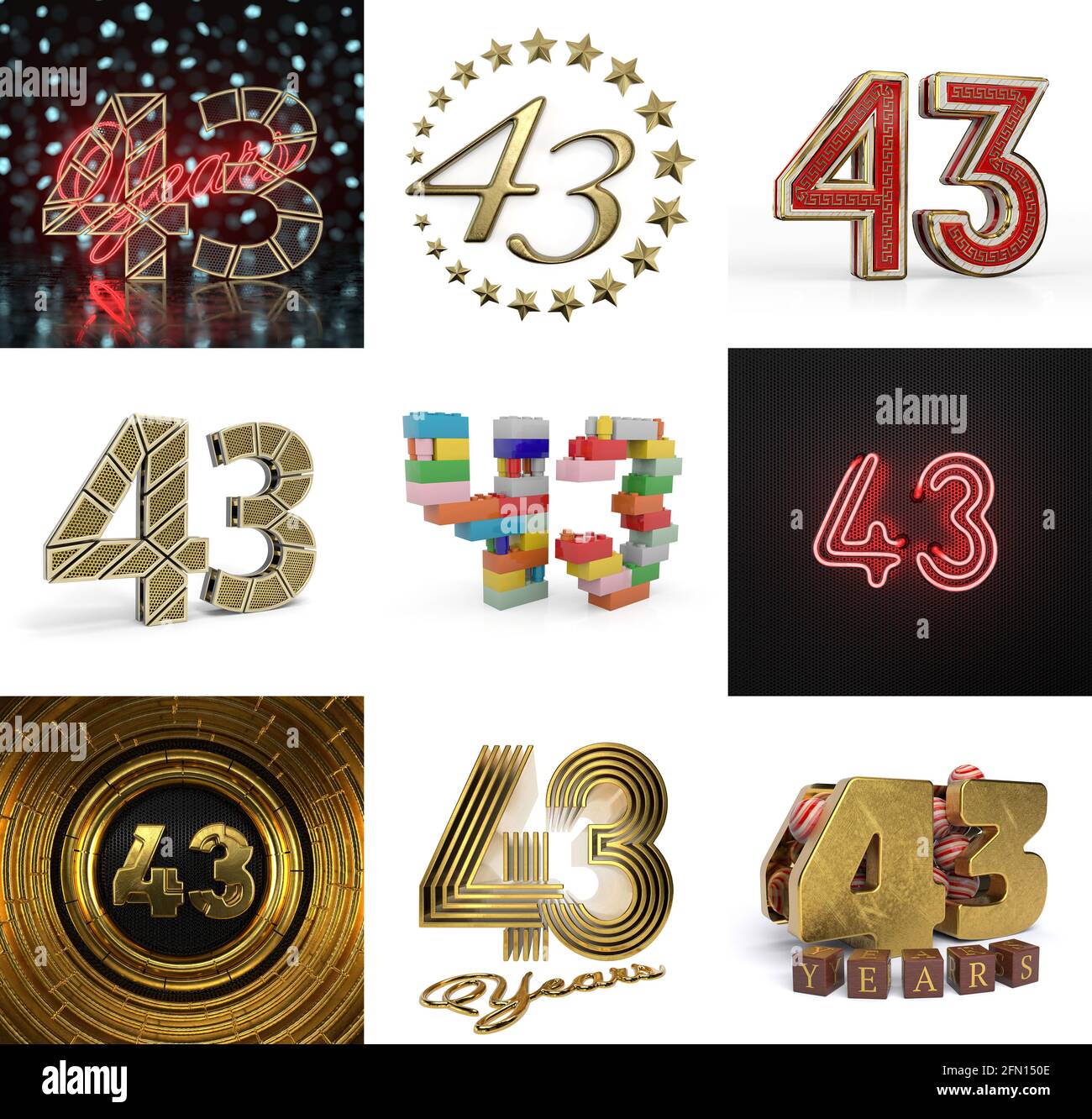 Set of forty-three year birthday. Number 43 graphic design element ...
