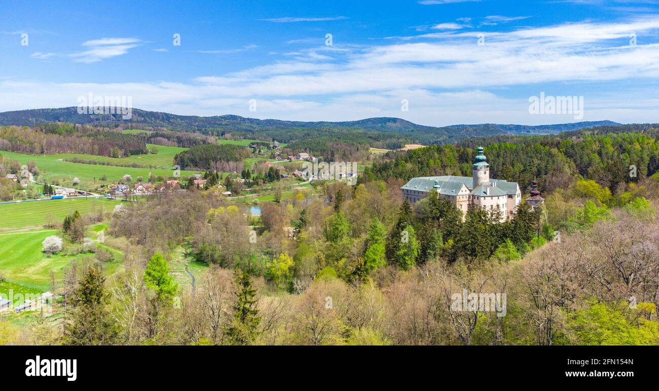 Lemberk Castle aerial view from above Stock Photo - Alamy