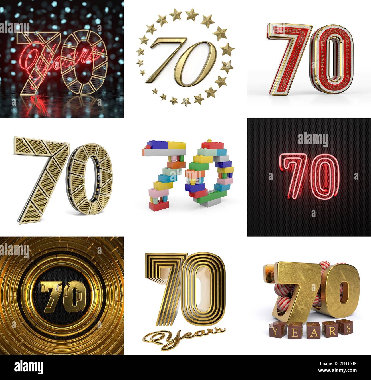 Set of seventy year birthday. Number 70 graphic design element ...
