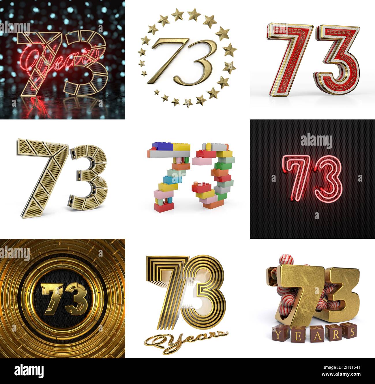 Set of seventy-three year birthday. Number 73 graphic design element ...